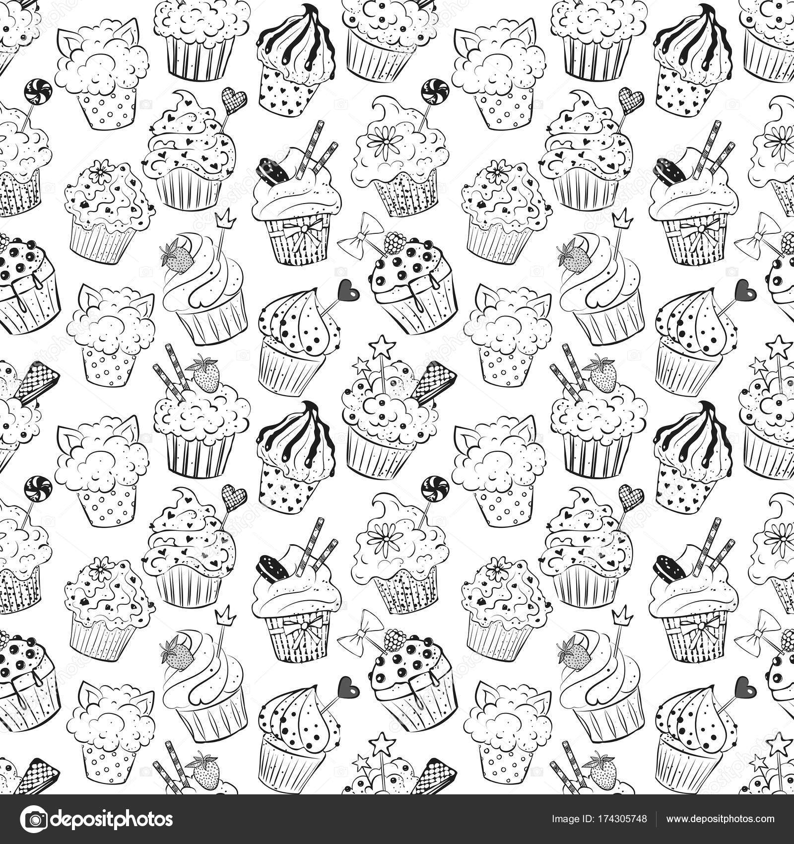 Set of doodle sketch cupcakes Stock Vector Image by ©Elinacious #174305748