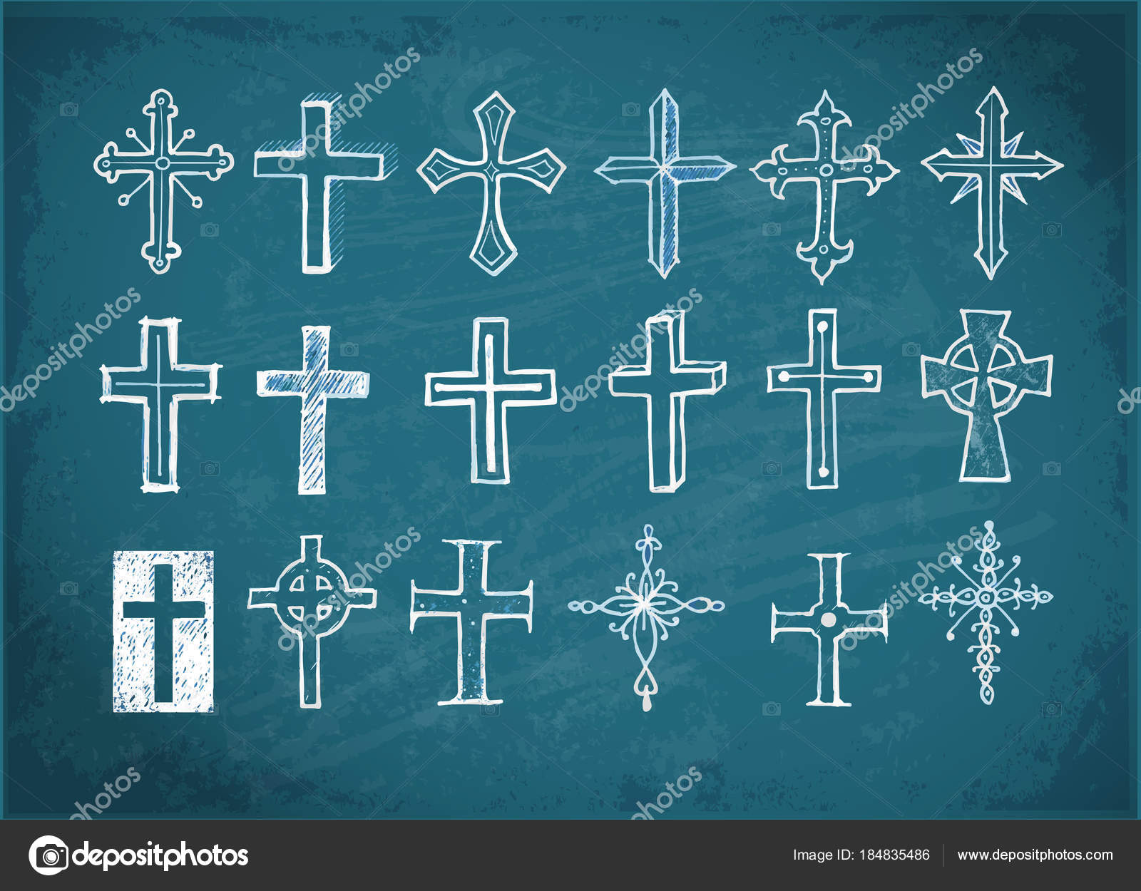 Set Crosses Different Styles Blue Background Stock Vector by ...