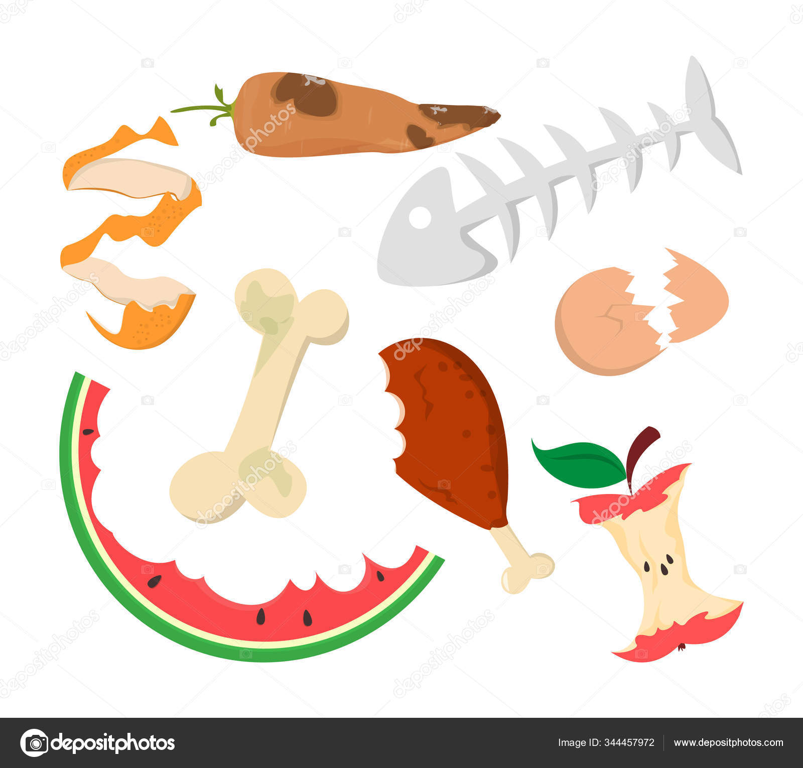 Food garbage vector isolated. Organic waste. Apple core Stock Vector ...