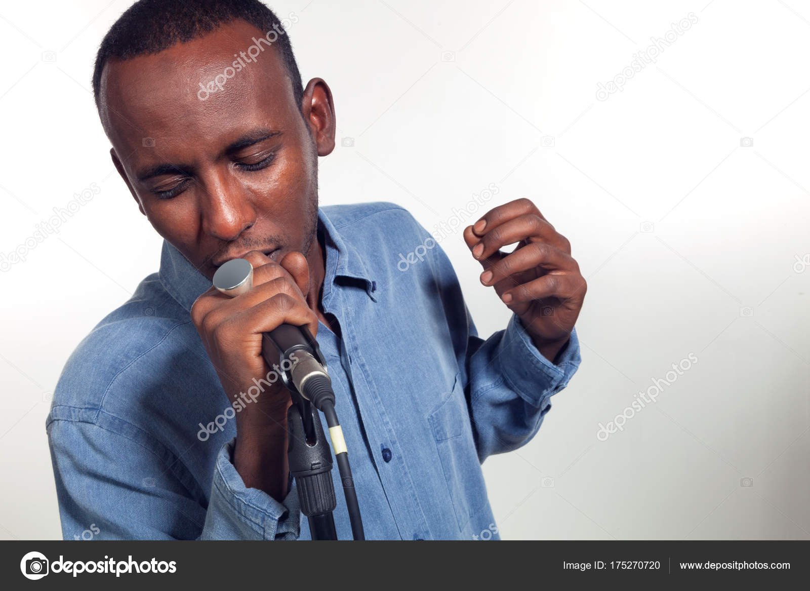 African singer on a white background — Stock Photo © Zveiger #175270720