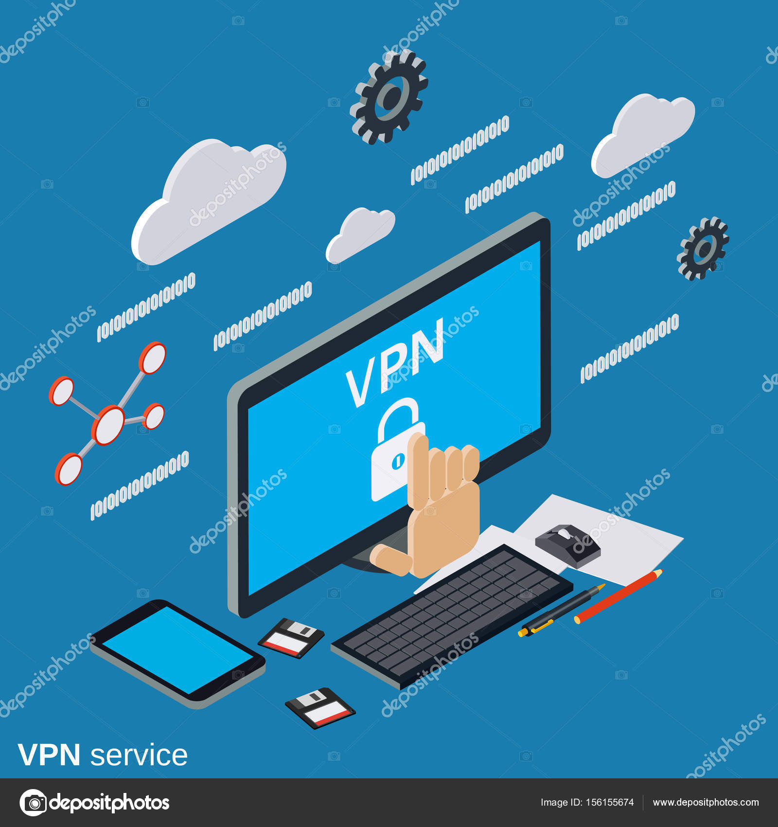 VPN service flat 3d isometric vector concept Stock Vector Image by ...