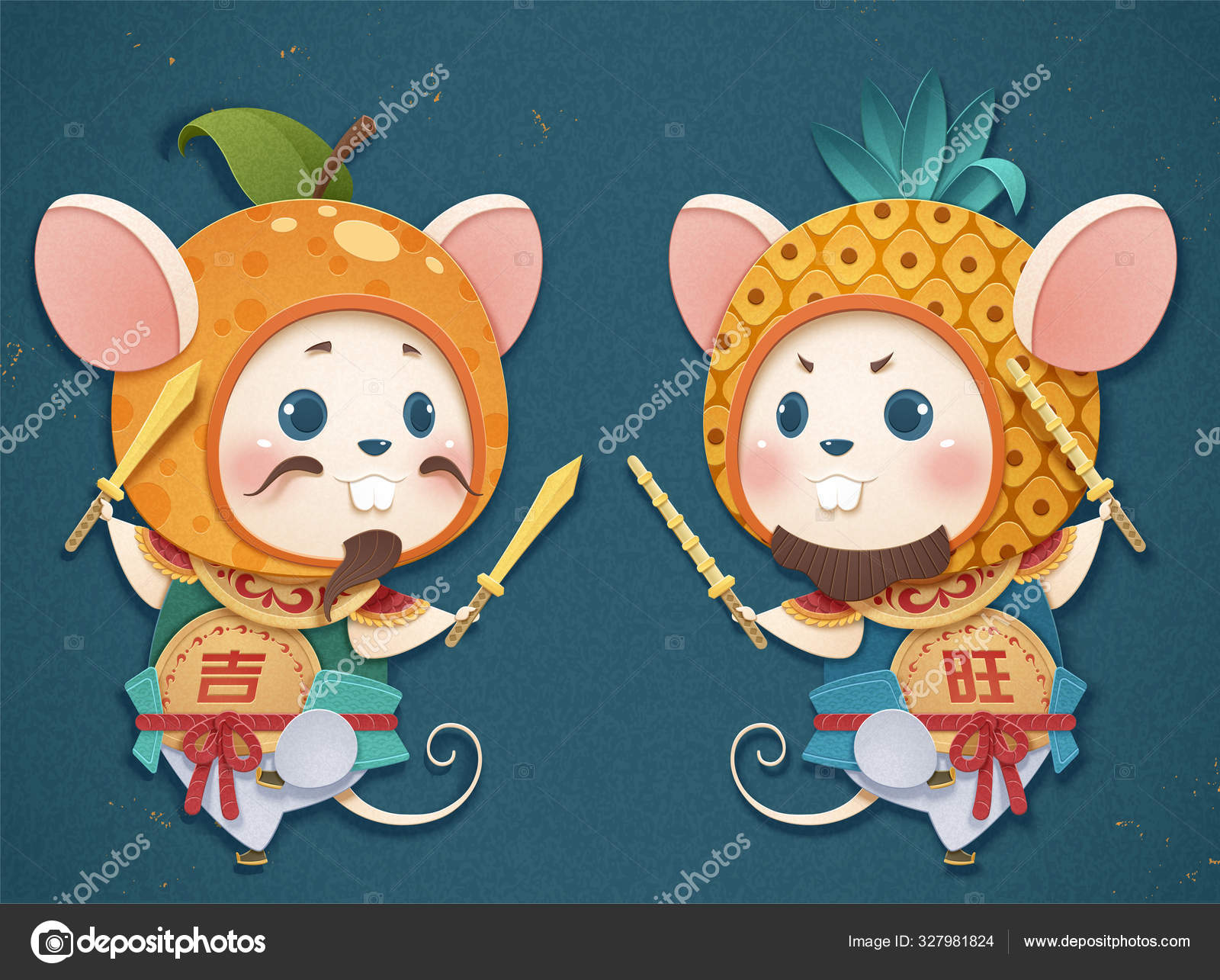 Lindo ratón blanco puerta dios Vector de stock #327981824 de ...