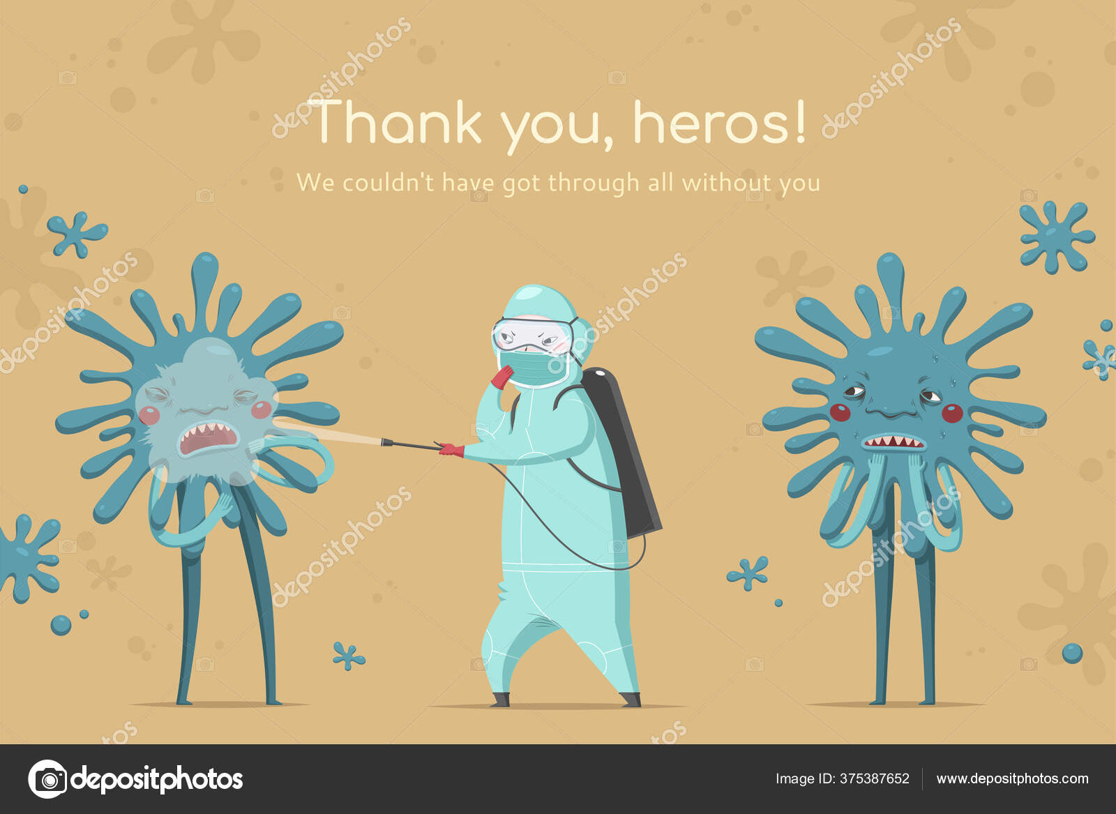 Personagem Bonito Vírus Combate Terno Protetor Bactérias Com ...