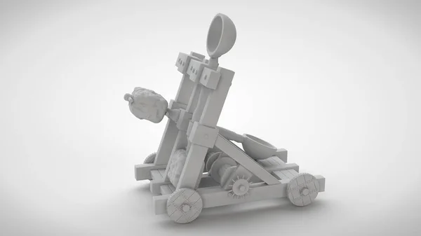 Rendering Old Catapult Two Buckets Textures Model White White ...