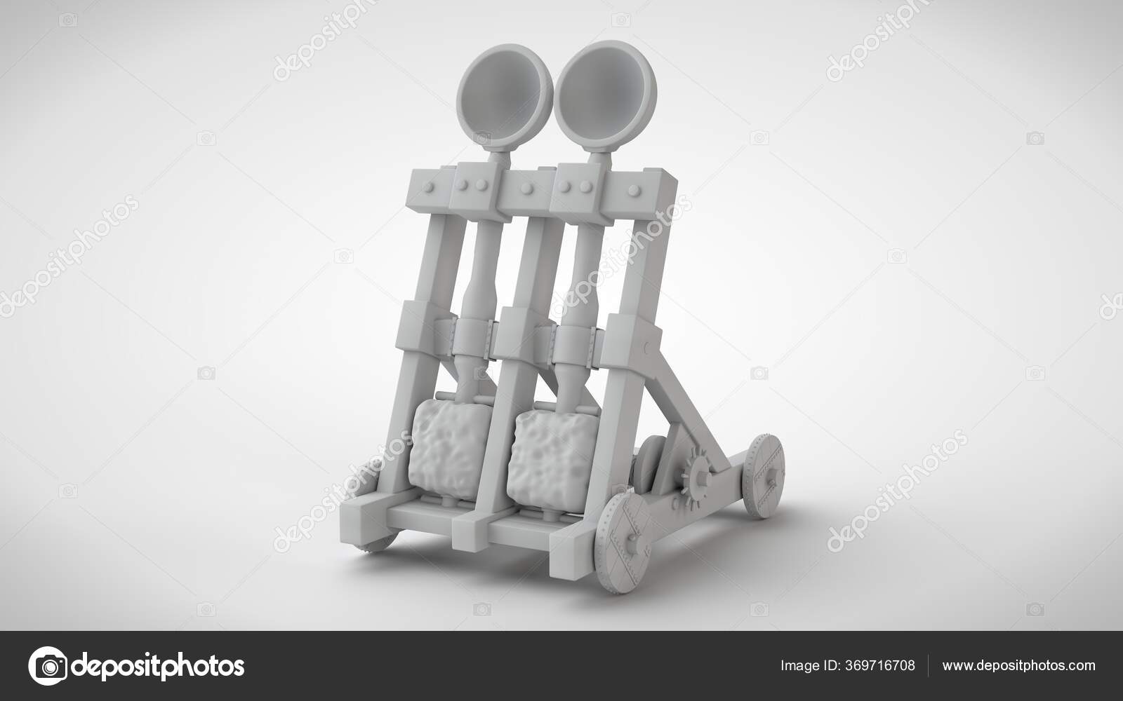 Rendering Old Catapult Two Buckets Textures Model White White ...
