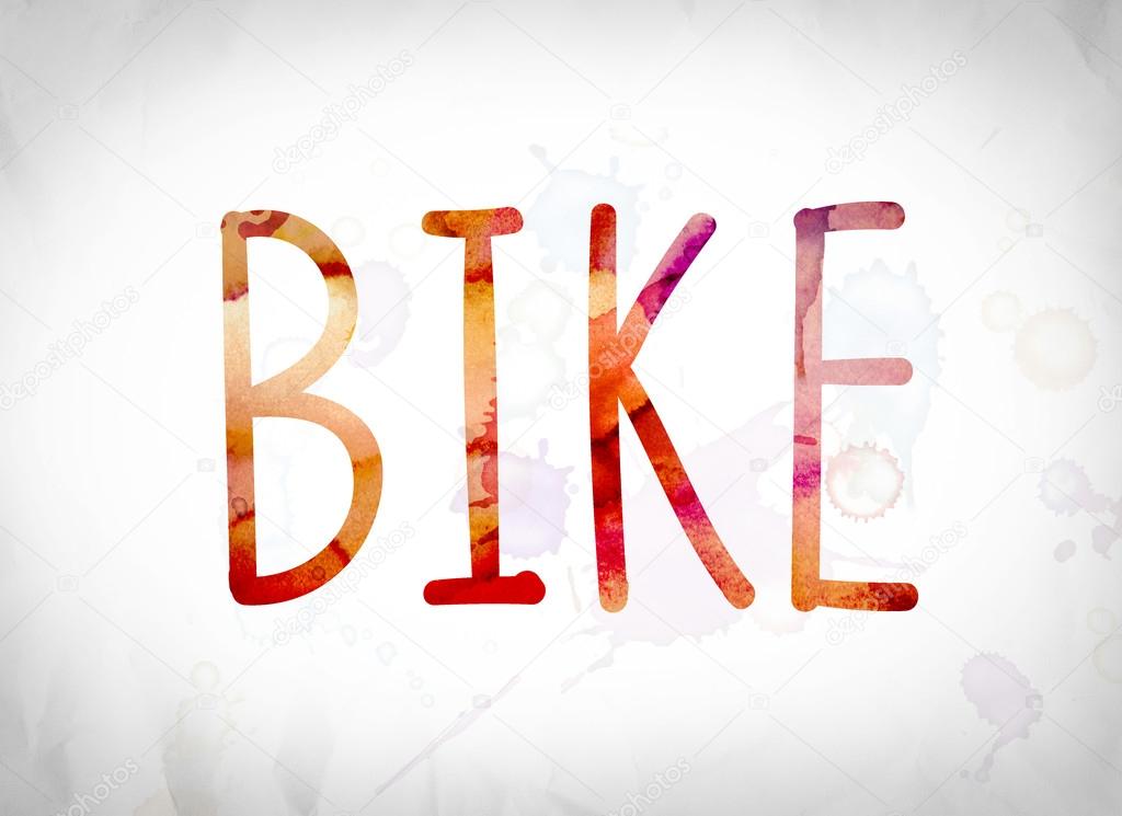 Concepto De Bicicleta Acuarela Palabra Arte Fotografía De Stock