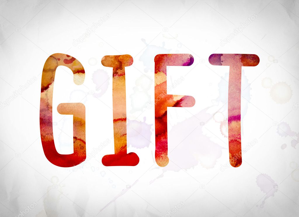 Gift Concept Watercolor Word Art — Stock Photo © enterlinedesign #125121490