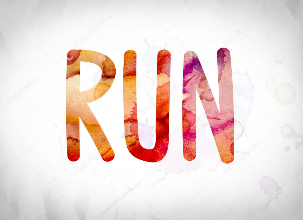 Run Concept Watercolor Word Art Stock Photo by ©enterlinedesign 125372486