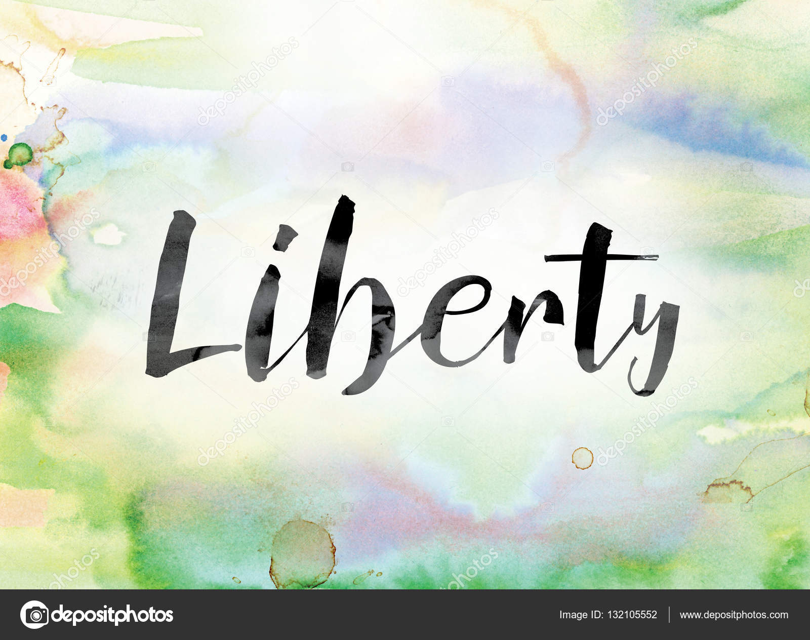 Liberty Colorful Watercolor and Ink Word Art — Stock Photo ...
