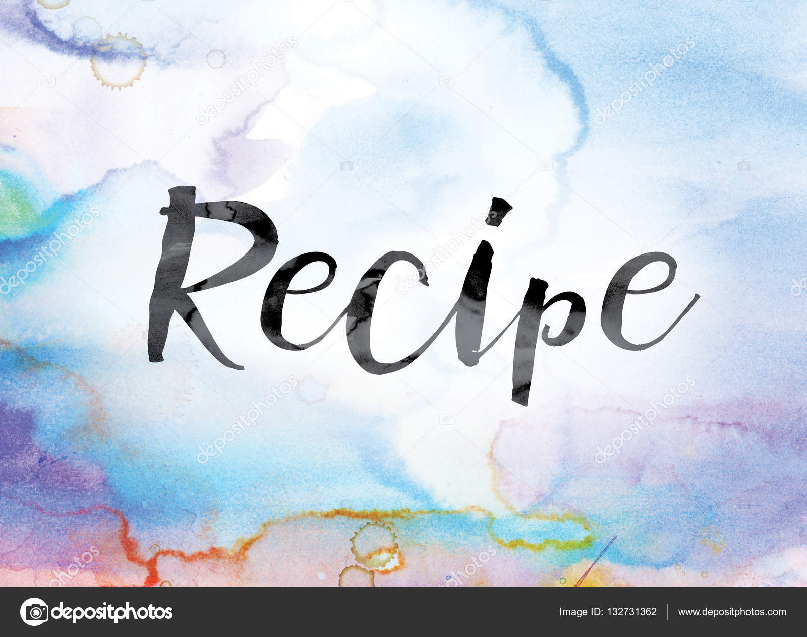 Recipe Colorful Watercolor and Ink Word Art Stock Photo by ...