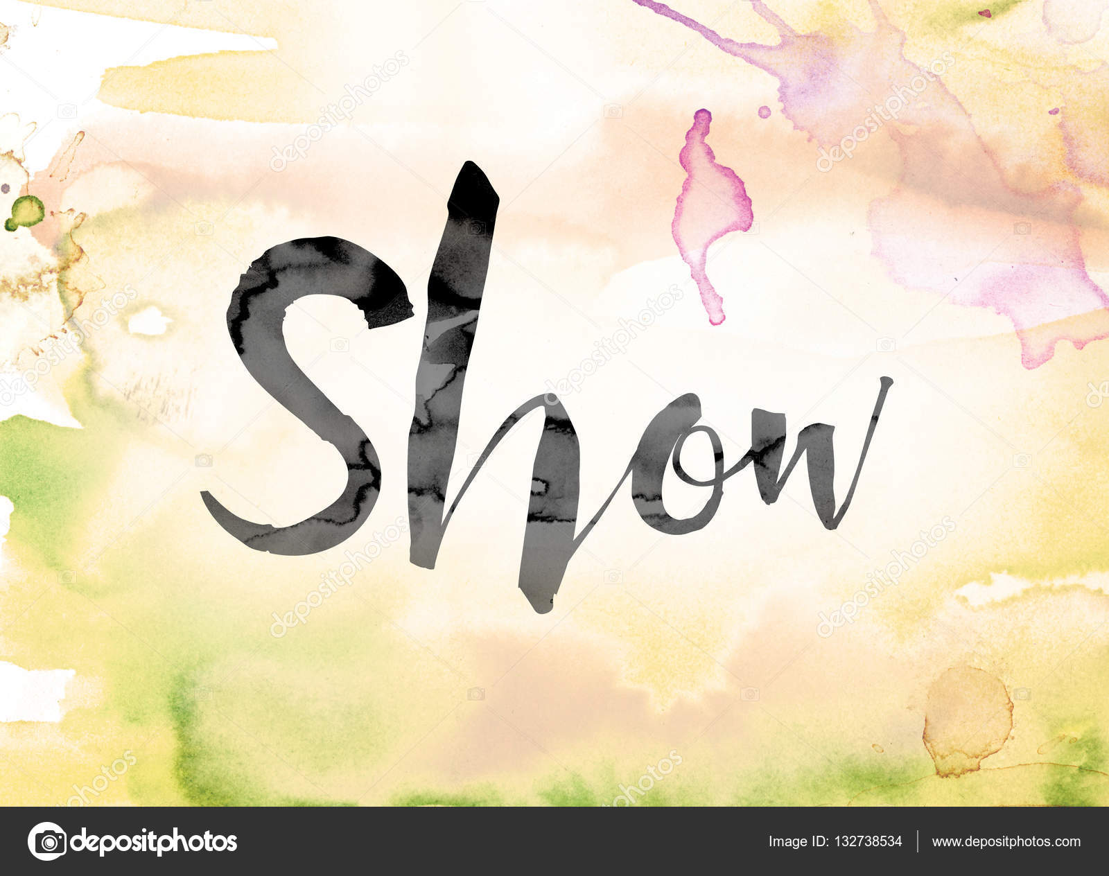 Show Colorful Watercolor and Ink Word Art Stock Illustration by ...