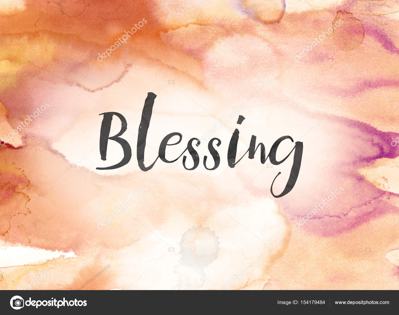 Blessing Concept Watercolor and Ink Painting Stock Photo by ...