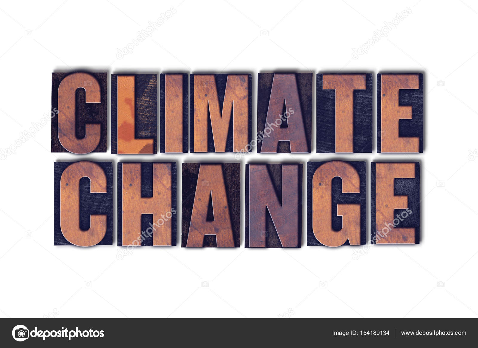 Climate Change Concept Isolated Letterpress Word Stock Photo by ...