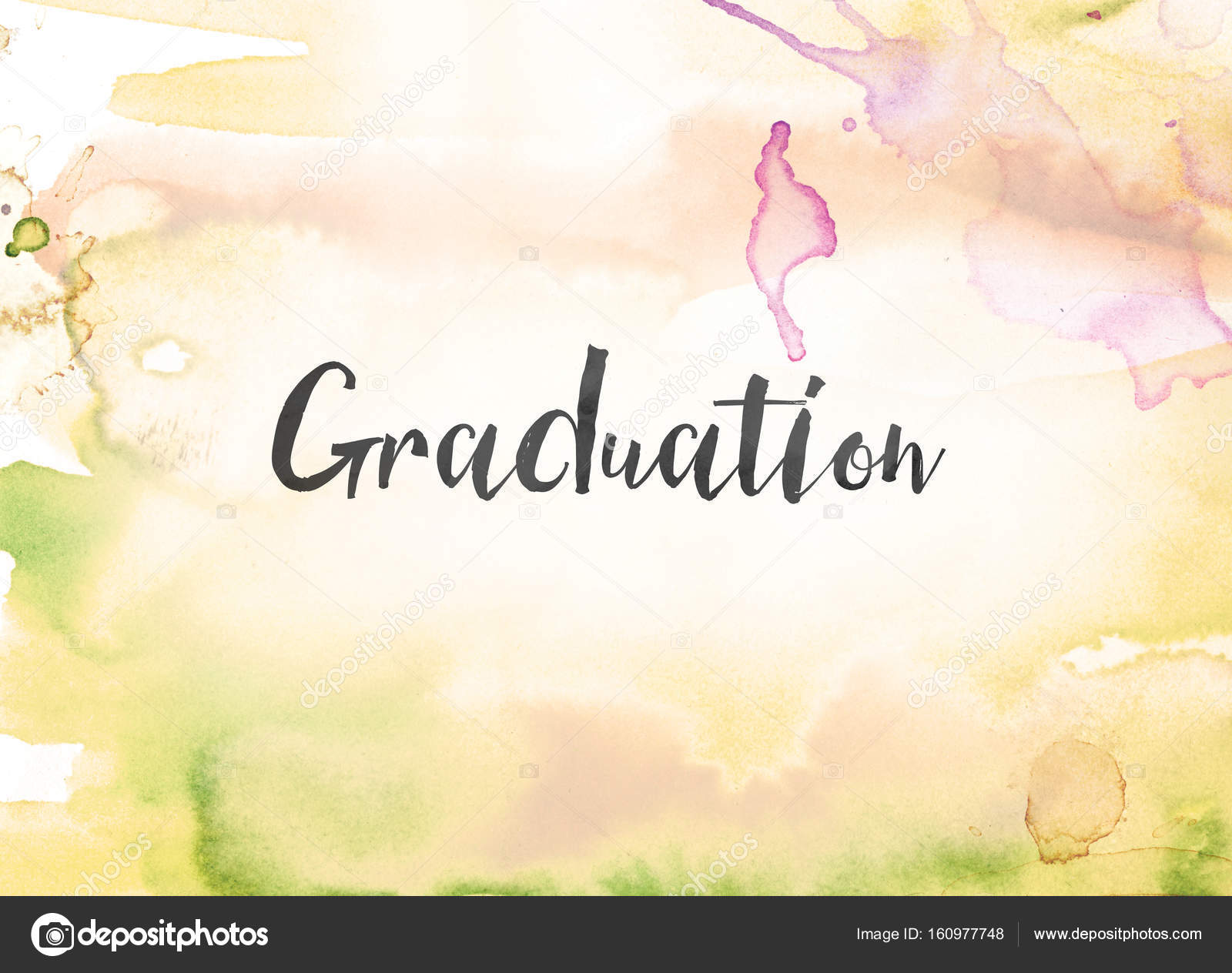 Graduation Concept Watercolor and Ink Painting Stock Illustration by ...