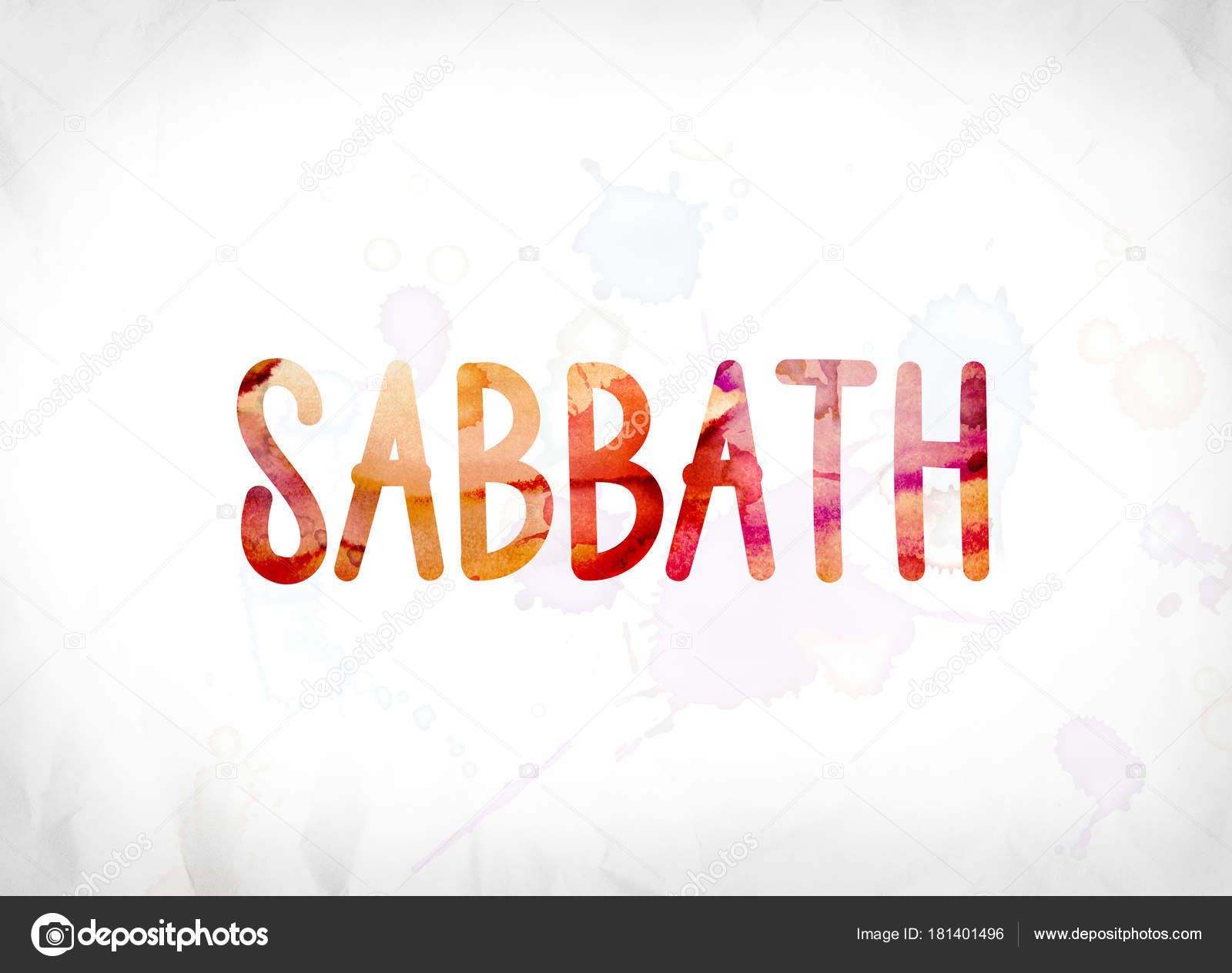 Sabbath Concepto Acuarela Pintada Word Art Ilustración De Stock