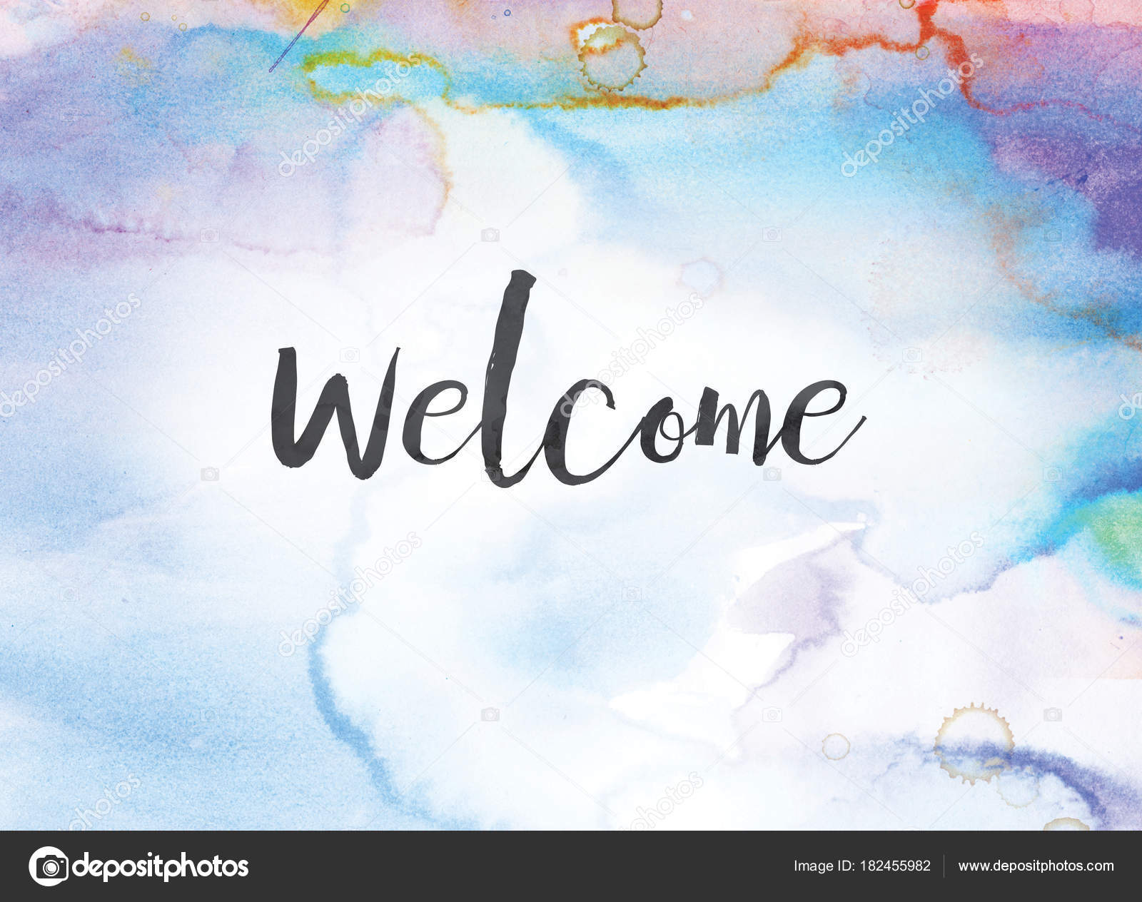 Welcome Concept Watercolor and Ink Painting Stock Photo by ...