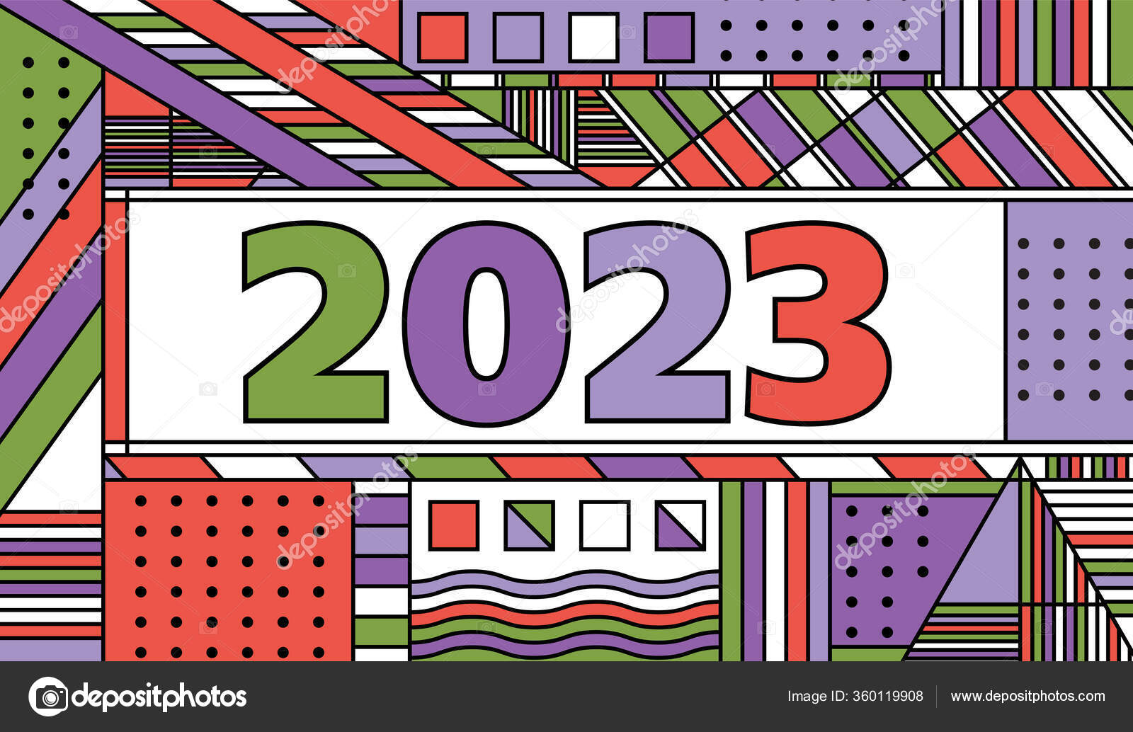 Year 2023 Written Abstract Patterns Colors Illustration Vector Eps ...