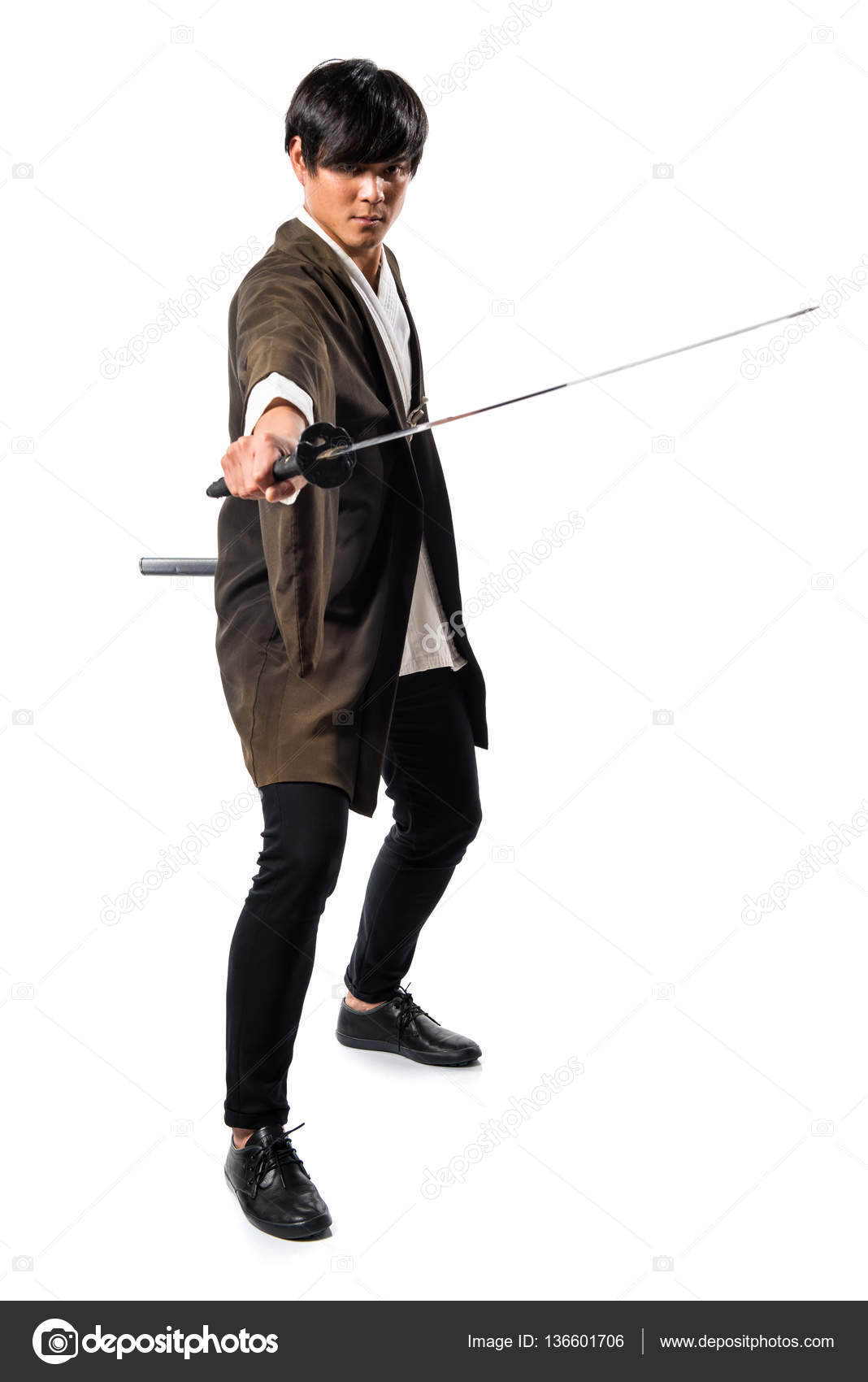 Asian samurai man with katana Stock Photo by ©luismolinero 136601706