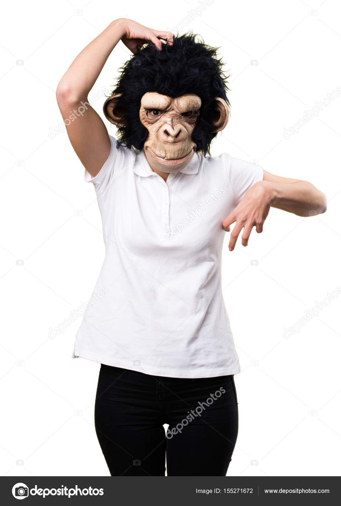 Monkey girl on isolated background — Stock Photo © luismolinero #155271672