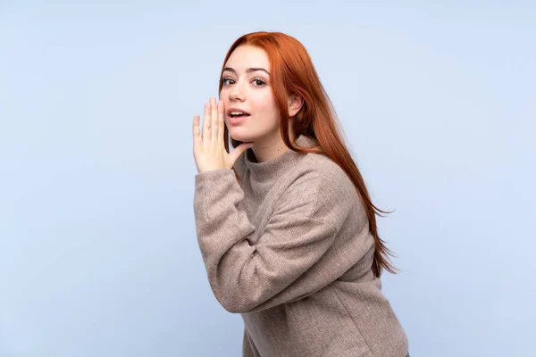 Redhead Teenager Girl Isolated Pink Background Surprise Facial ...