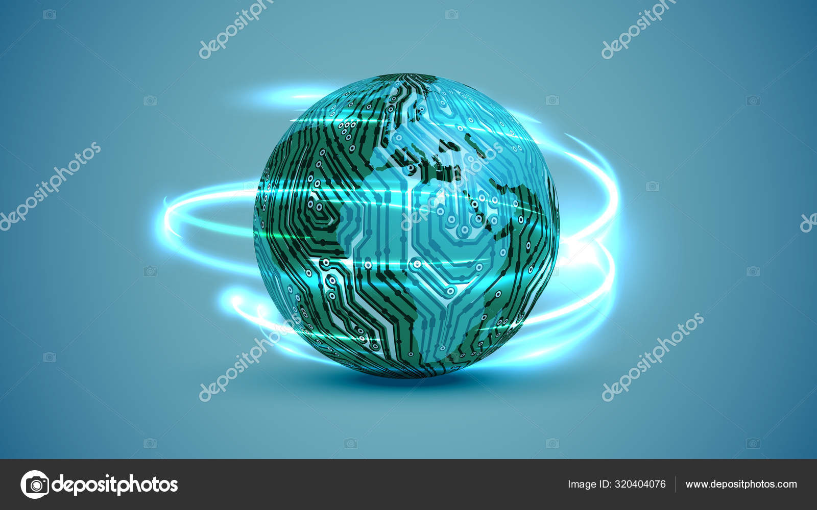 3D globe with electric circuit, vector illustration Stock Vector by ...