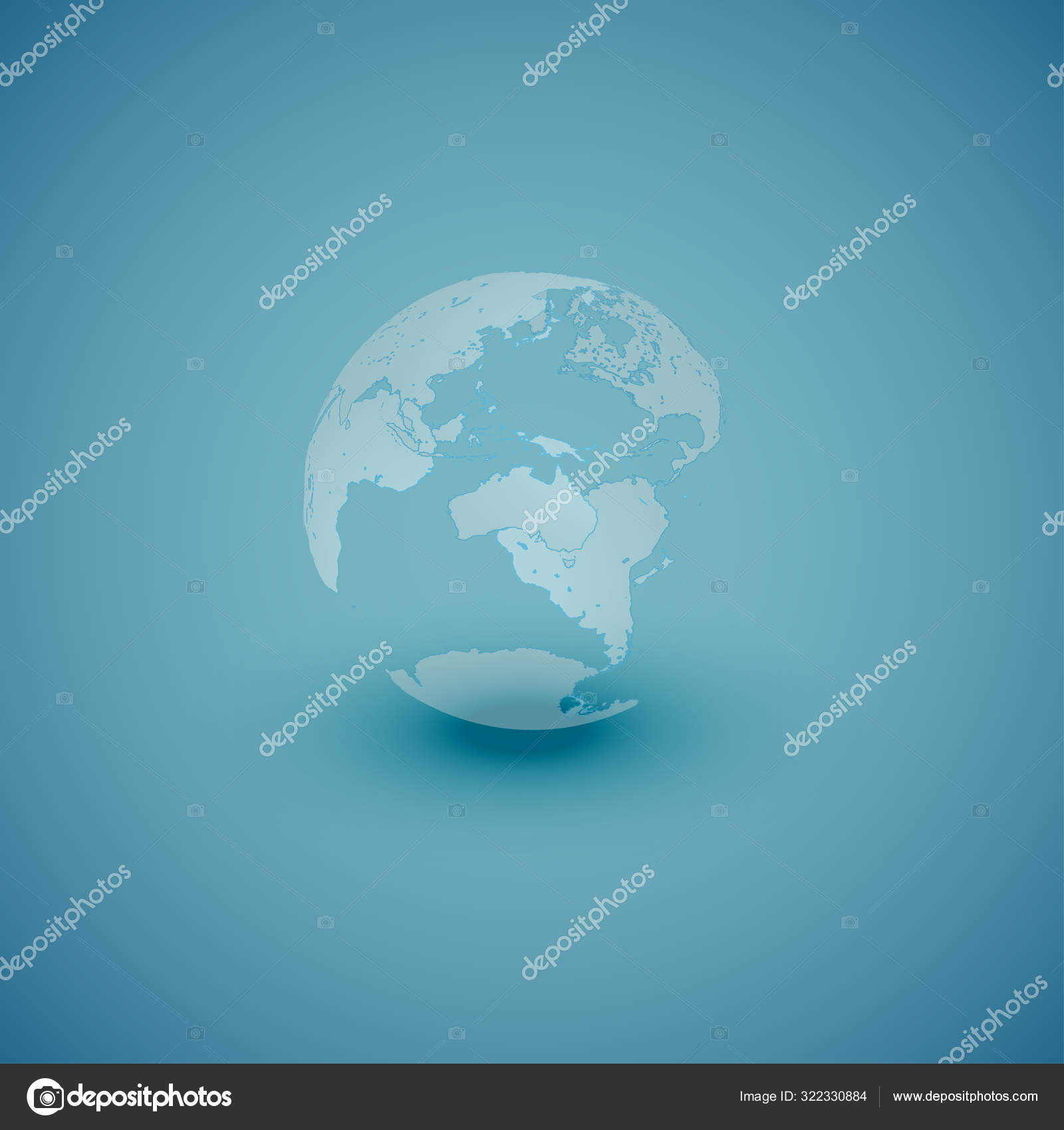 Light world globe map on blue background, vector illustration Stock ...