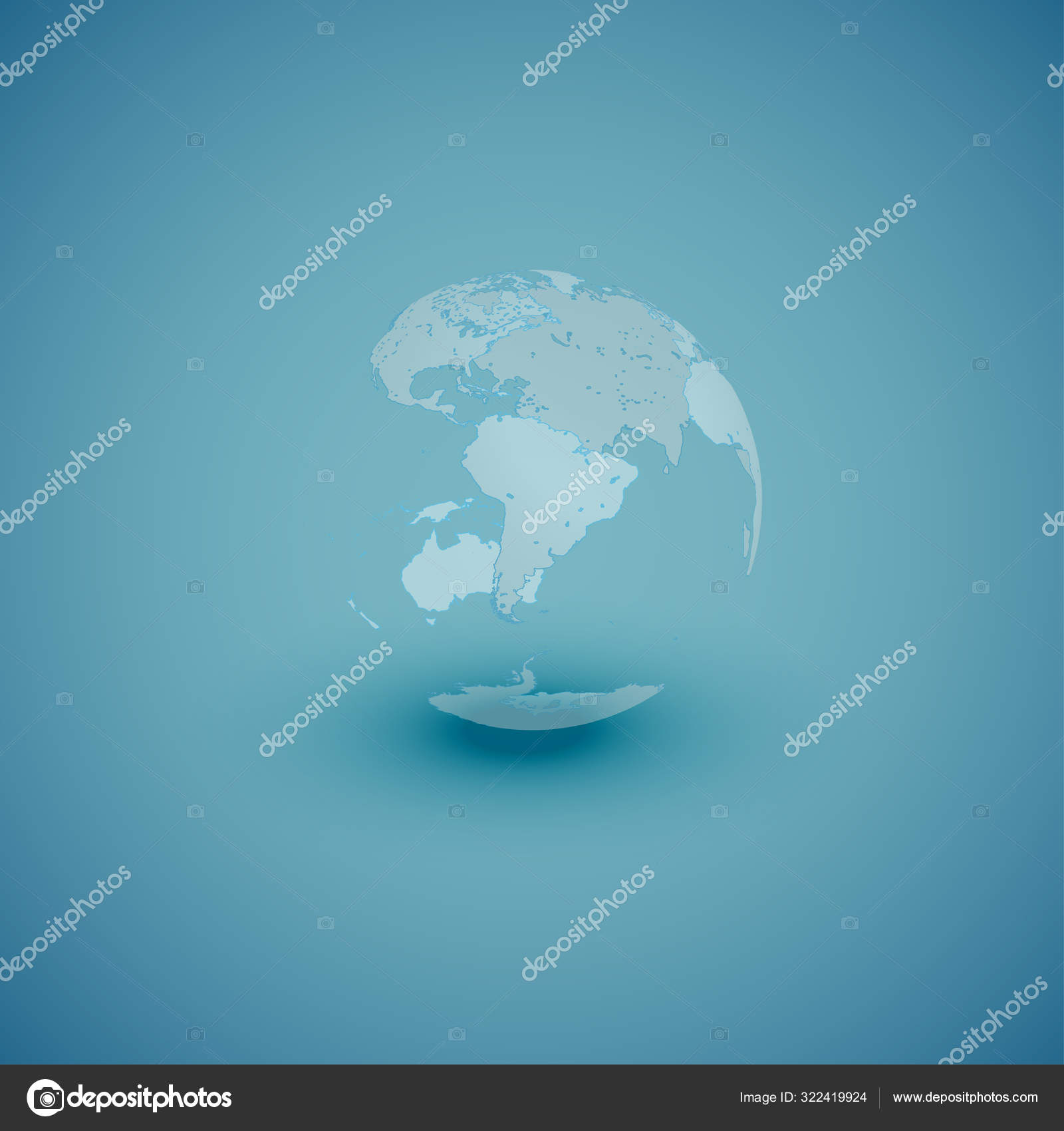 Light world globe map on blue background, vector illustration Stock ...