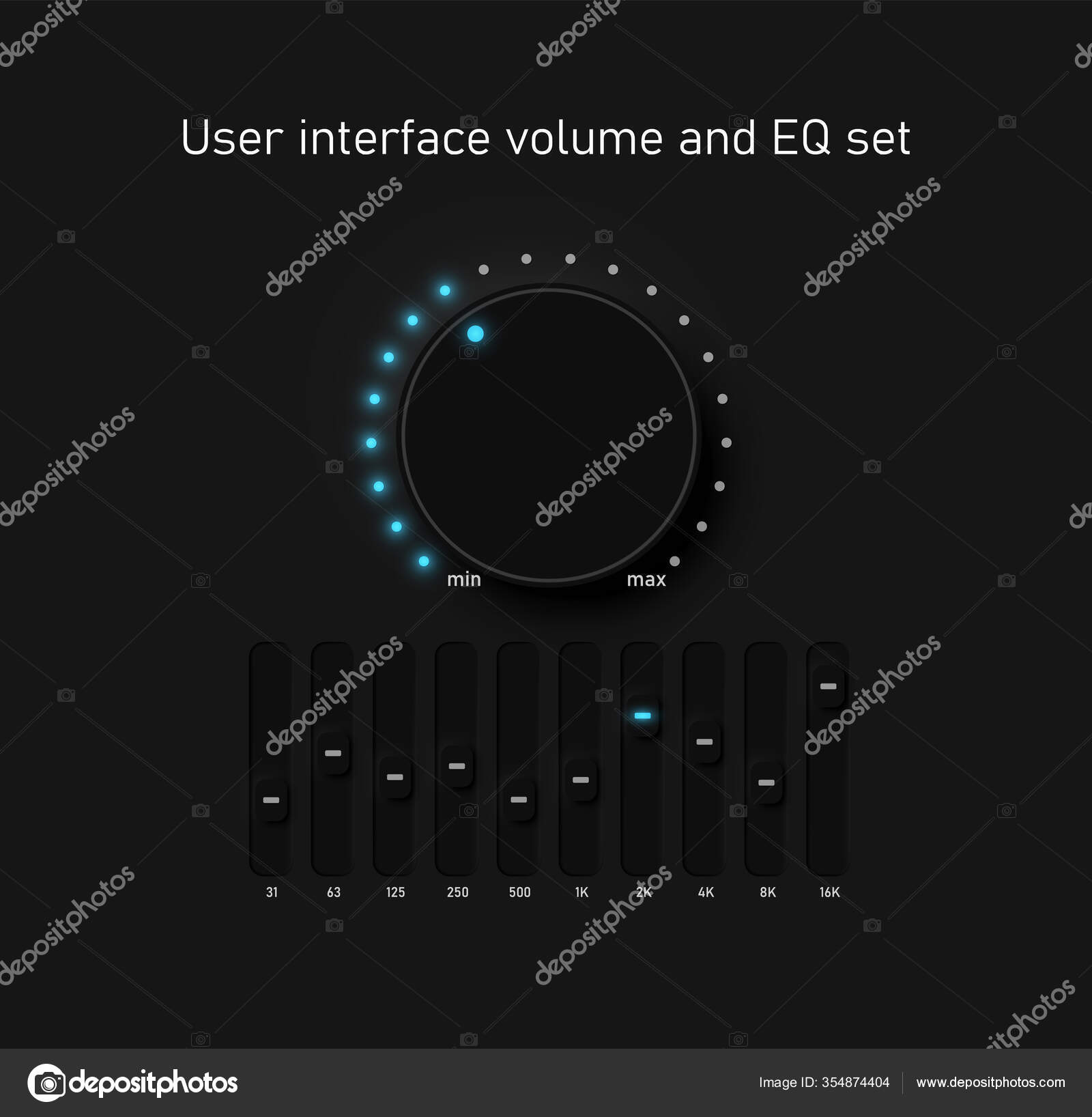 Very High Detailed Black User Interface Volume Websites Mobile Apps ...