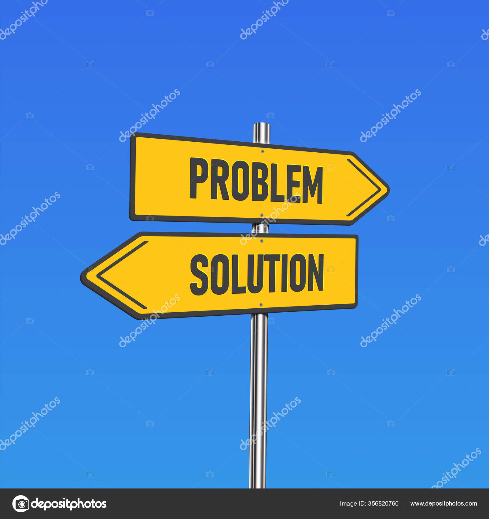 Yellow Road Signs Problem Solution Text Pole Vector Illustration ...