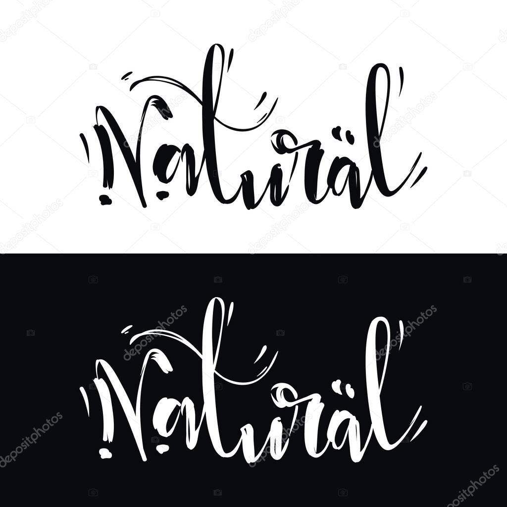 Naturales. Texto caligráfico vectorial manuscrito 2022