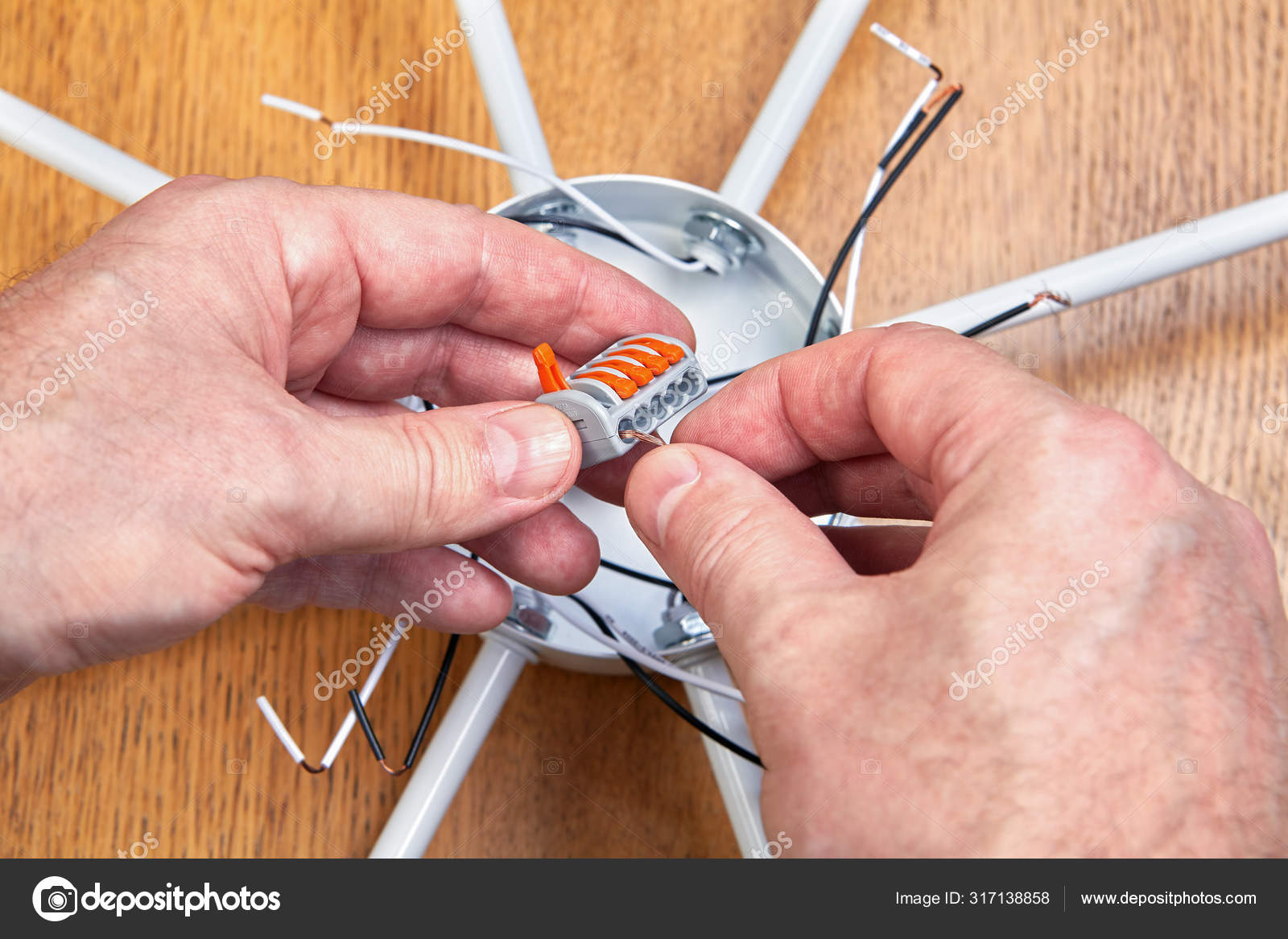 Electrical box mounting for assembly of lighting fixtures. Stock Photo ...