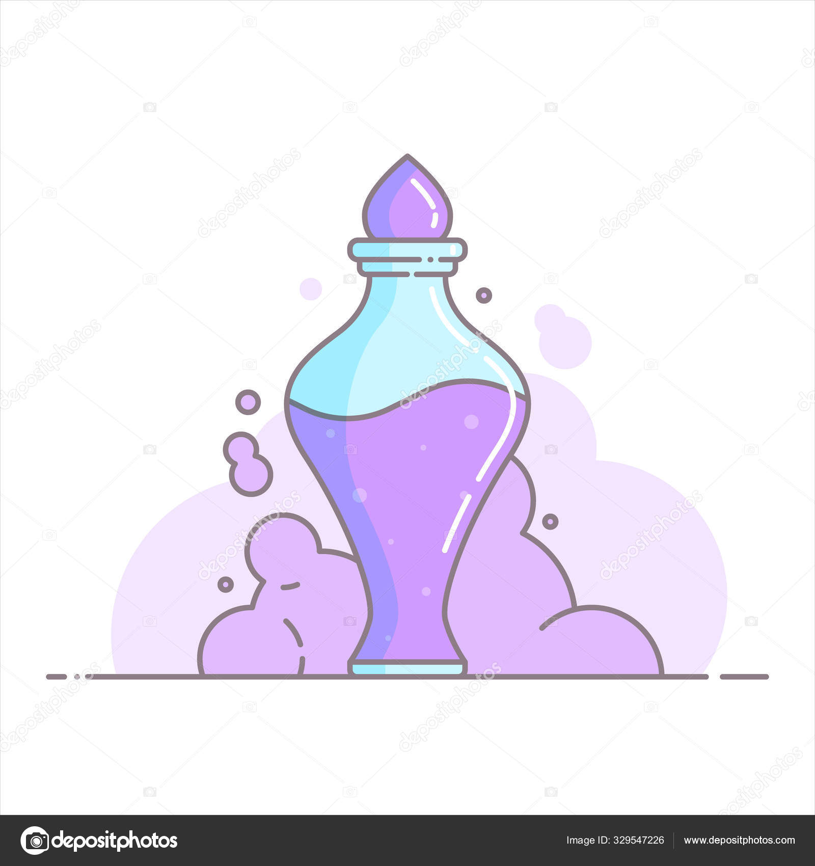 Bottle with potion. Icon magic elixir. Vector illustration. — Stock ...
