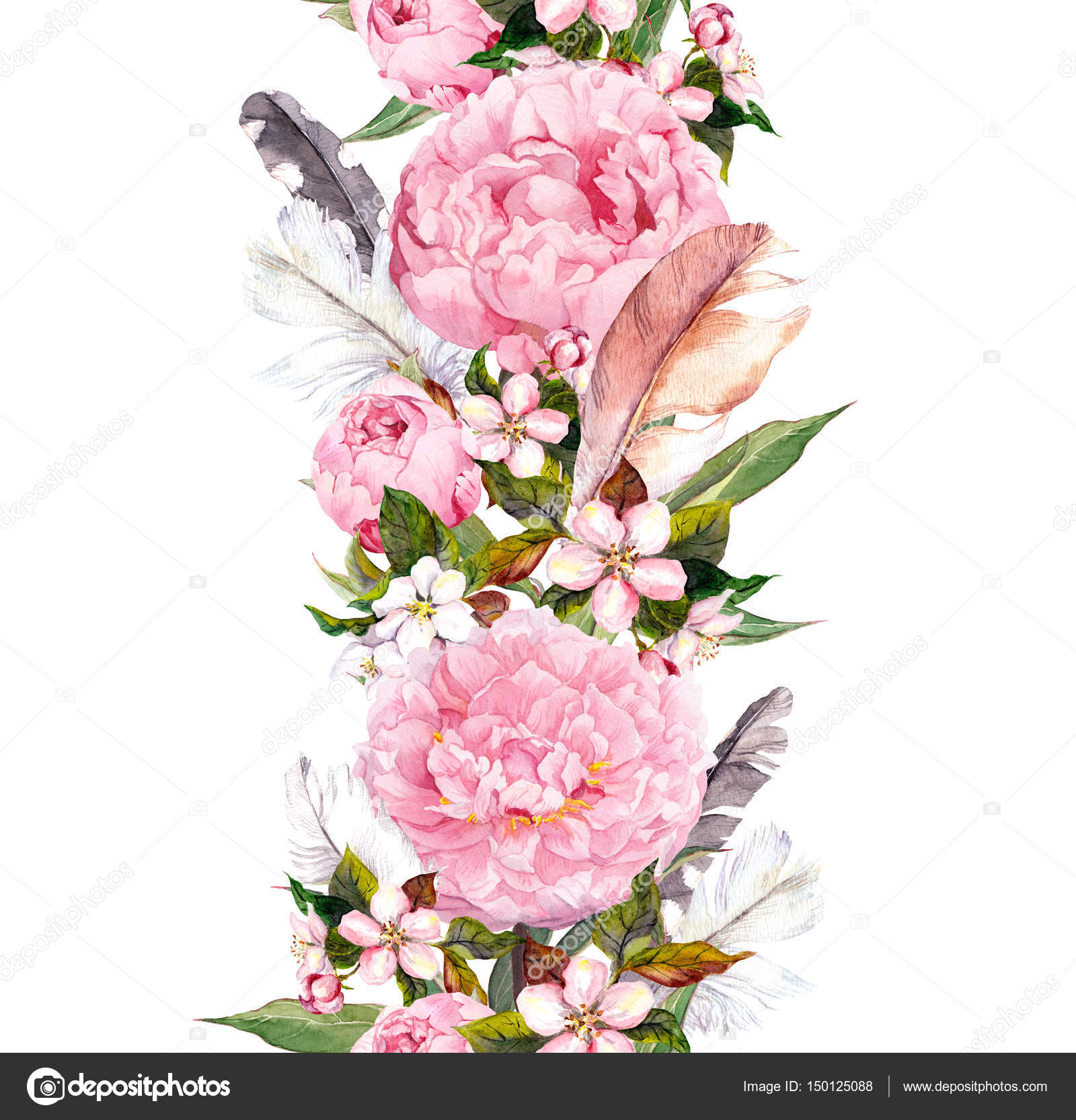 Peonies Vintage Flower Border Peonies Wall Border Decal, Peony Border