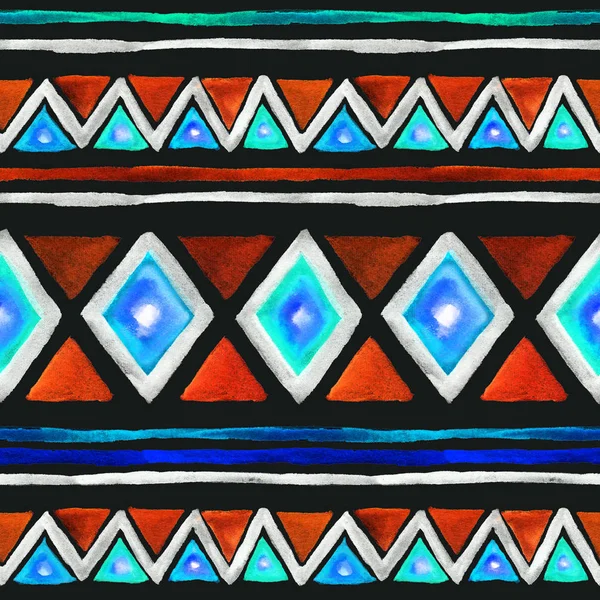 Tribal design. Seamless background - native tribal pattern. Watercolor ...