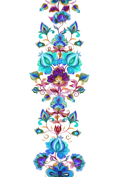Eastern european decor - seamless floral border with ethnic flowers at ...