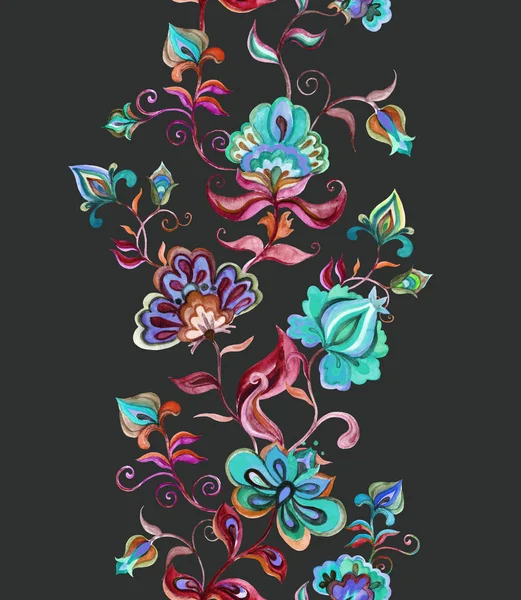 Eastern european decor - seamless floral border with ethnic flowers at ...