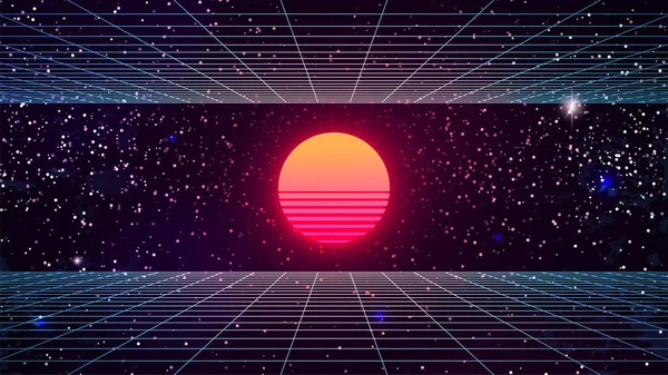 Synthwave Background Dark Retro Futuristic Backdrop Blue Perspective ...