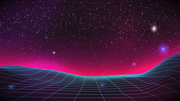 Synthwave Neon Background Scary Pink Glow Perspective Grids Mysterious Retro Stock Vector ...