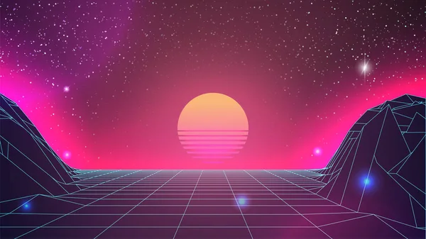 Retrowave Background 80S Backdrop Retro Future Grid Grain Effect Neon ...