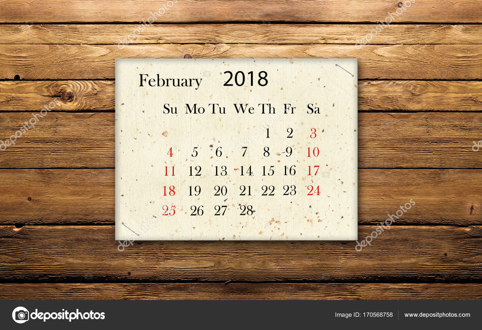 Calendar February 2018 — Stock Photo © angiolina #170568758