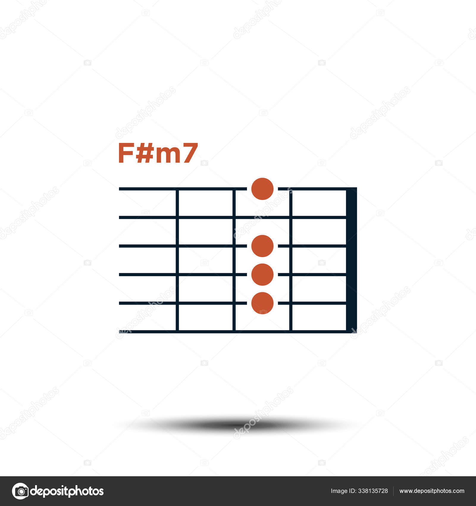 F#m7, Basic Guitar Chord Chart Icon Vector Template Stock Vector Image ...