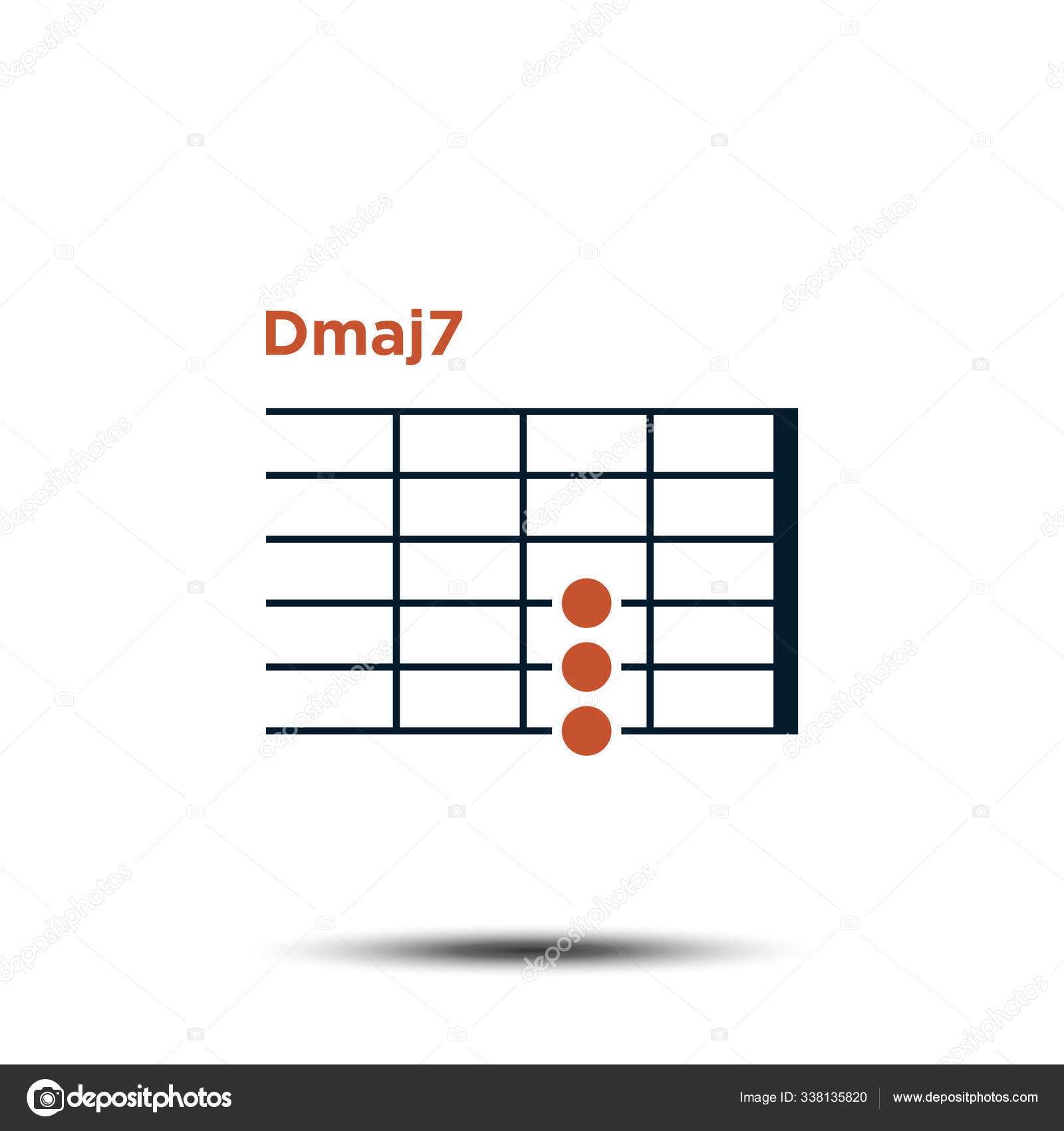 Dmaj7, Básico Guitarra Acorde Gráfico Ícone Vector Template — Vetor de ...