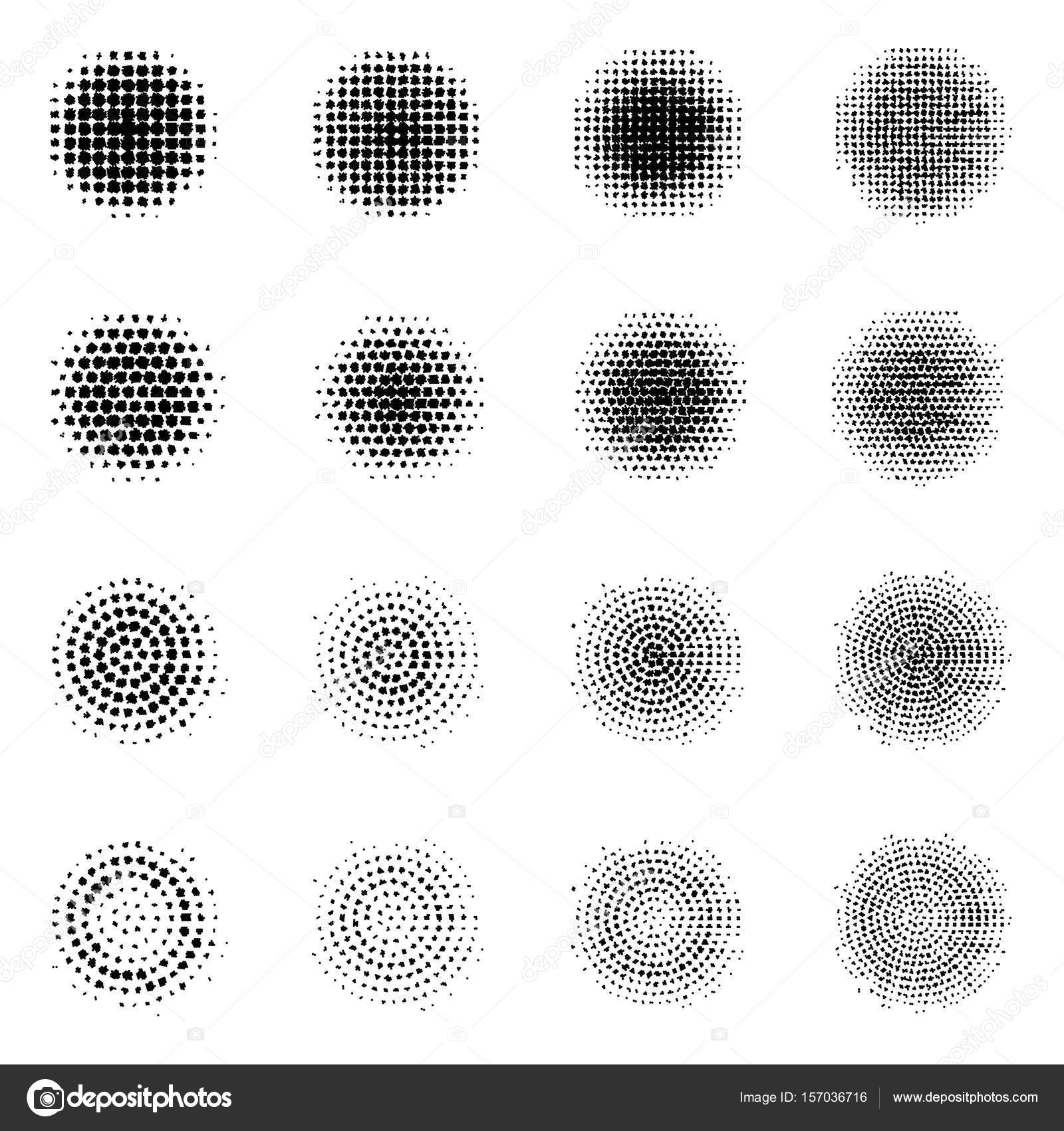 Set of Halftone circles isolated on white background.Collection of ...