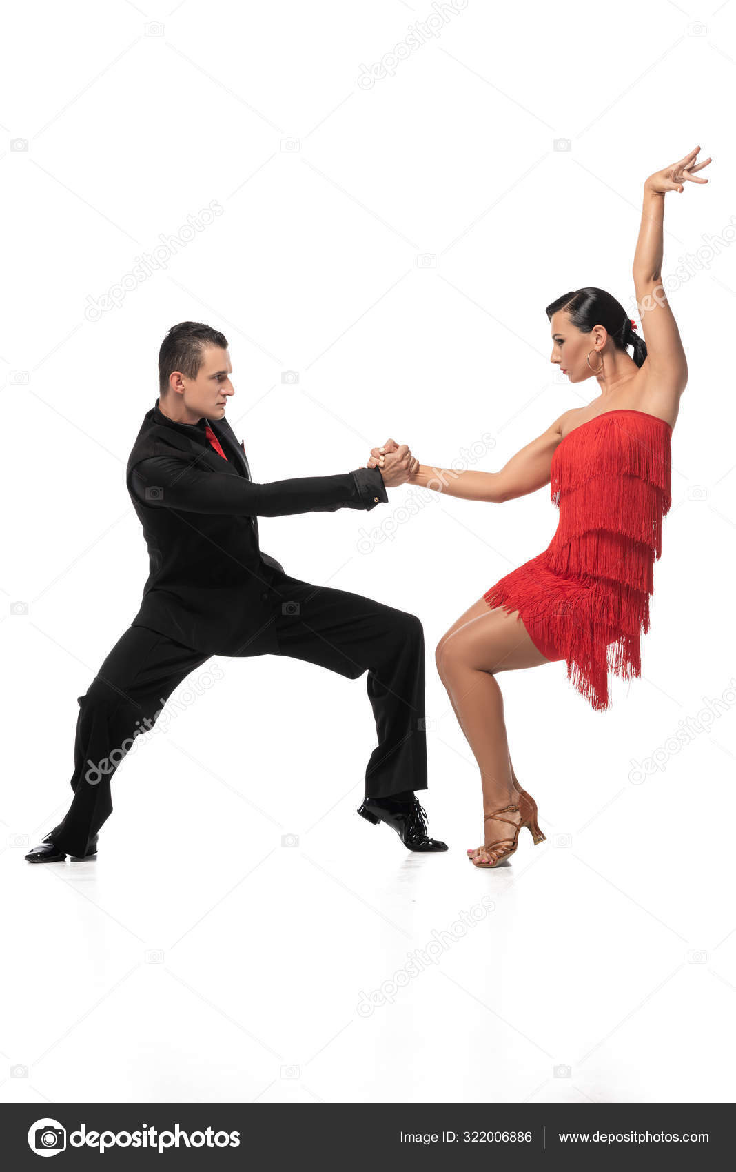 Graceful Elegant Dancers Performing Tango White Background — Stock ...