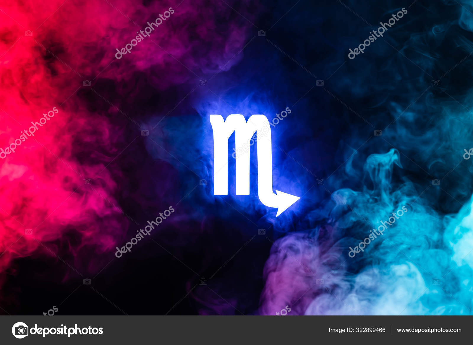 Blue Illuminated Scorpio Zodiac Sign Colorful Smoke Background Stock ...