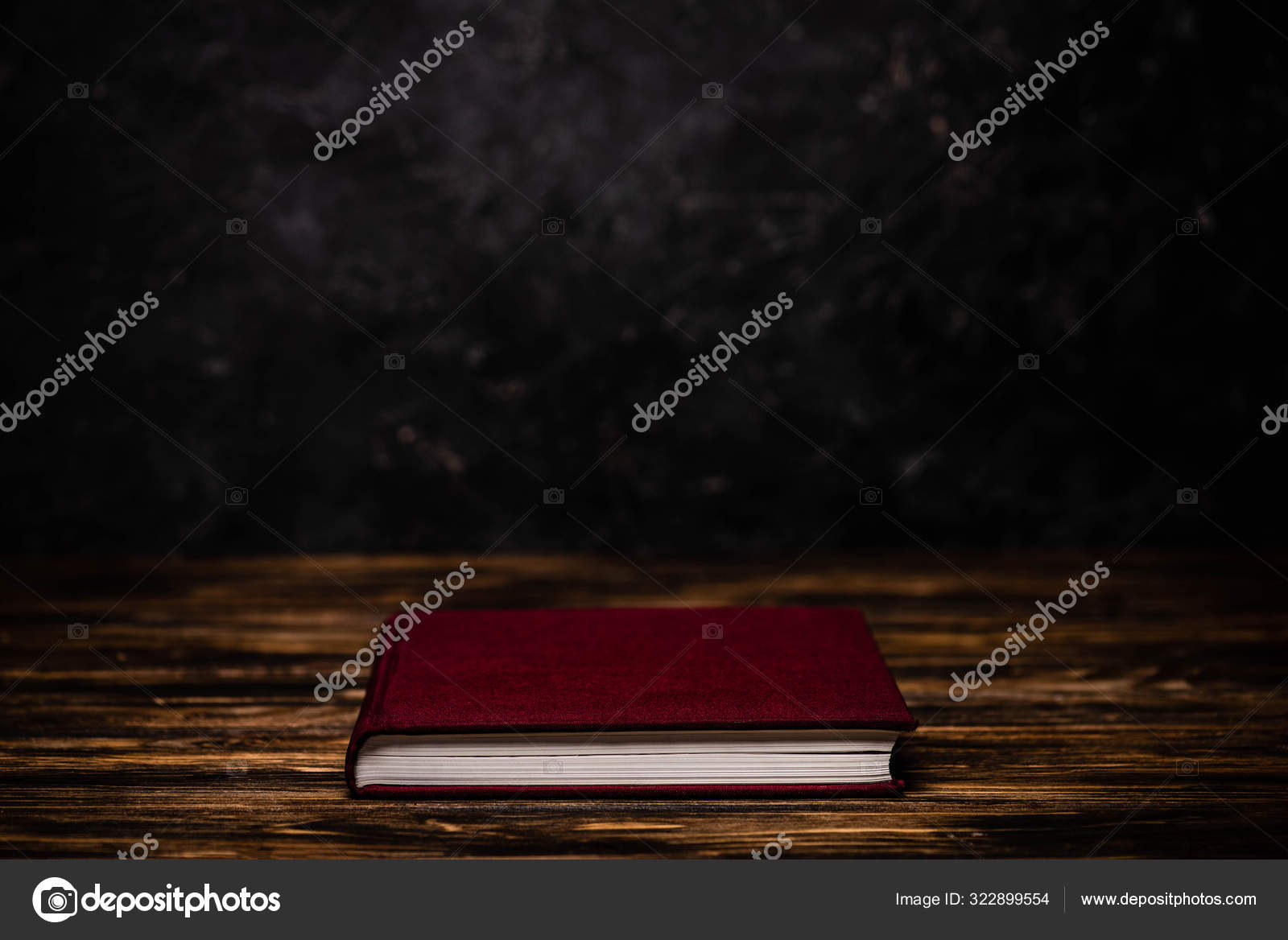 Red Book Wooden Table Black Background Stock Photo by ©HayDmitriy 322899554