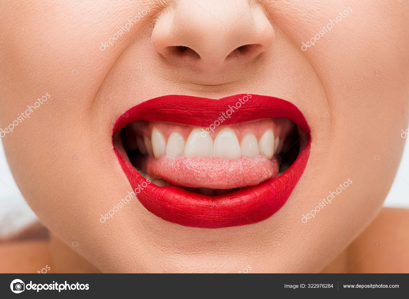 Red Lips With Tongue Sticking Out | Lipstutorial.org