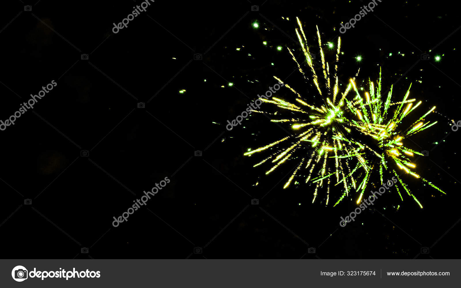 Green Festive Fireworks Party Isolated Black Stock Photo by ©HayDmitriy ...