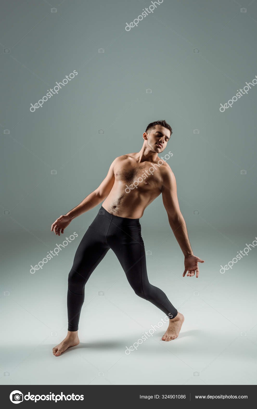 Handsome Dancer Closed Eyes Black Leggings Dancing Contemporary Dark ...