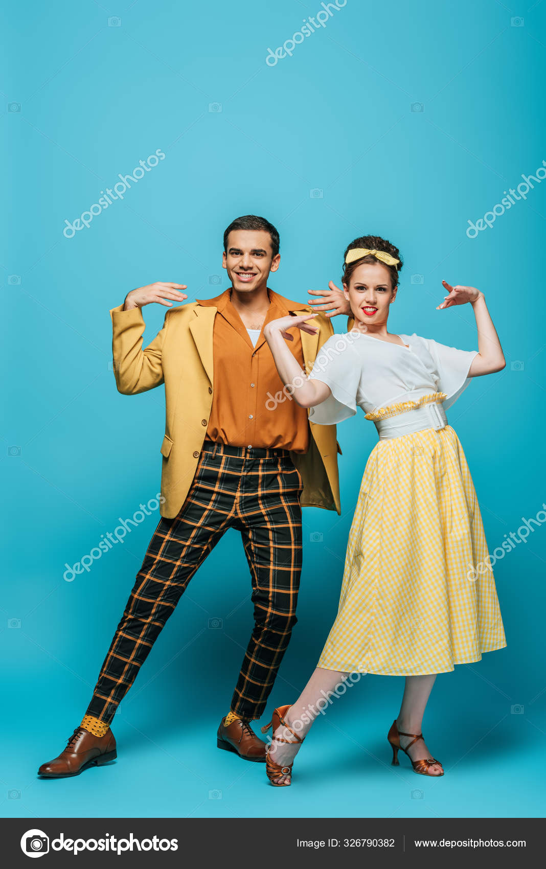Stylish Dancers Looking Camera While Dancing Boogie Woogie Blue ...